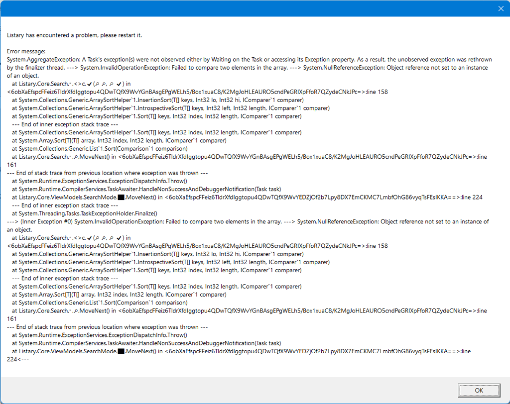 A problem makes Listary restart frequently - Bug Reports - Listary Discussions